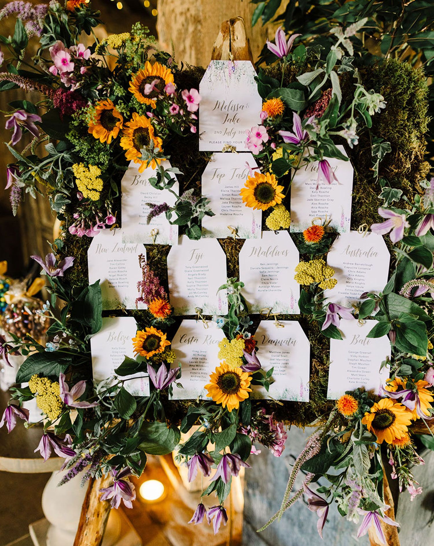 Flower Table Plan at Tithe Barn Rustic Wedding - Rock My Wedding