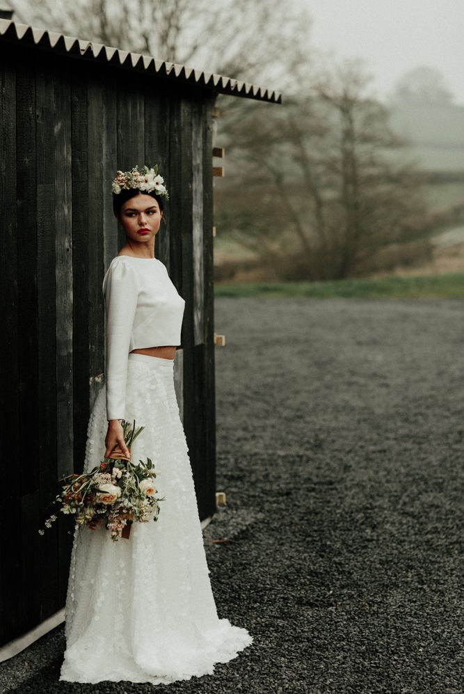 Bridal Crop Top for an Earthy Styled Shoot at The Giraffe Shed