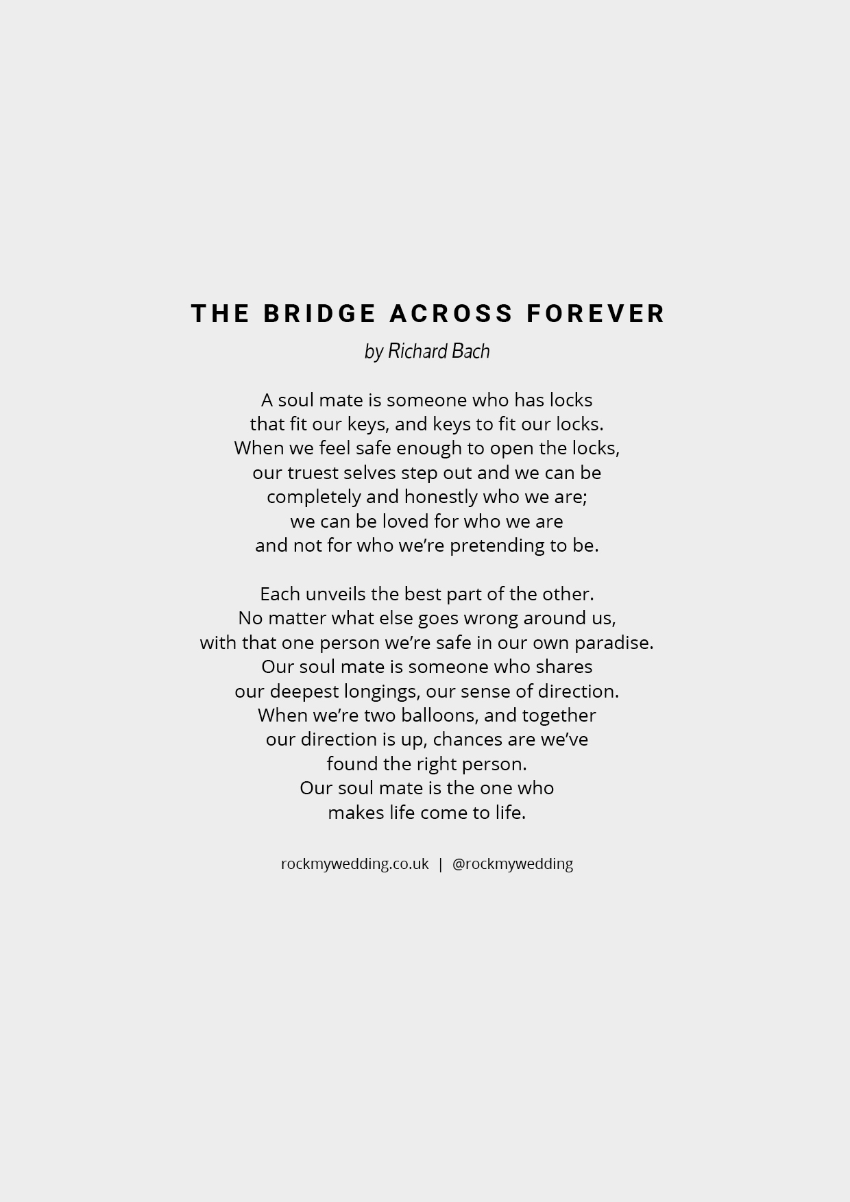 The Bridge Across Forever Wedding Reading by Richard Bach