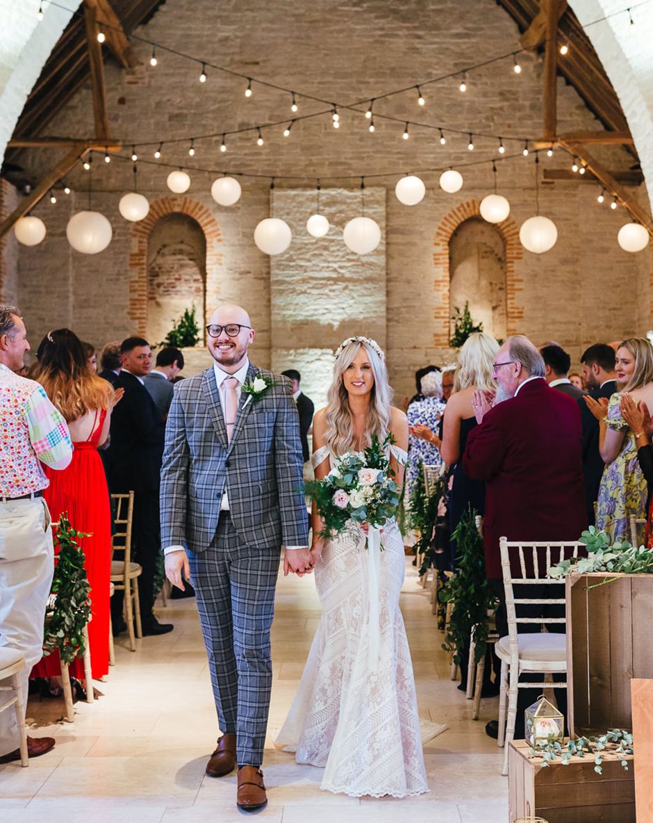 Watters Wtoo Bridal Dress & DIY Decor at Rustic Tithe Barn Wedding