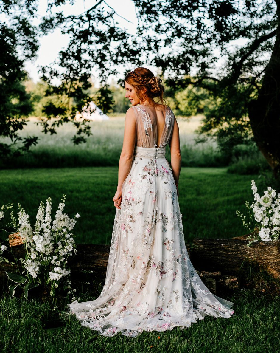 Bride In Floral Dress By Stephanie Allin Festival Wedding With Food ...