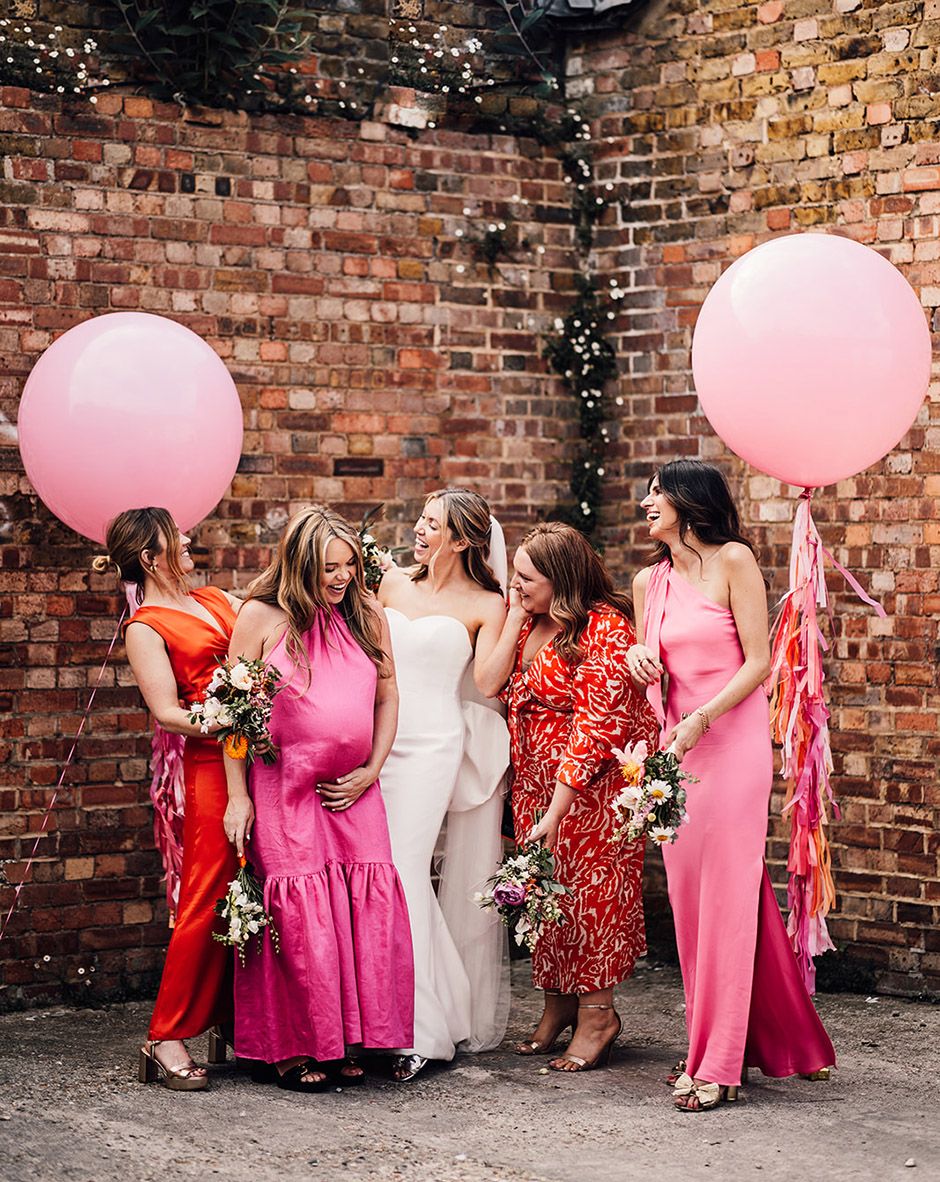 Clapton Country Club Wedding With Pink Balloons & Mismatched Bridesmaid ...