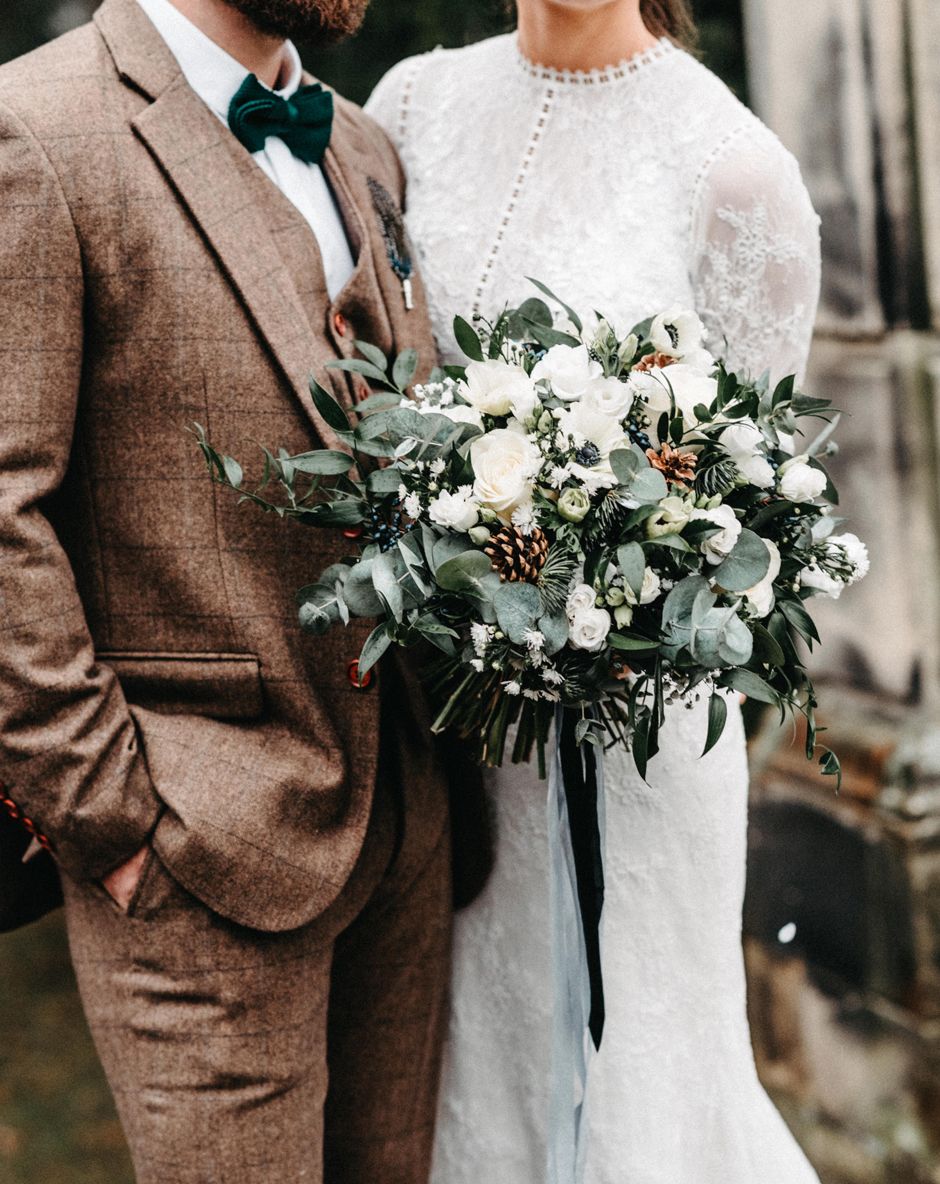 Tweed Wedding Suit & Bridal Braid For A Three Day Christmas Celebration