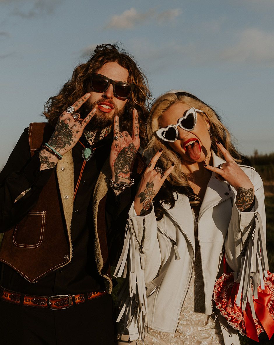 Western Rock 'N' Roll Wedding With Cowboy Boot Aisle Decorations