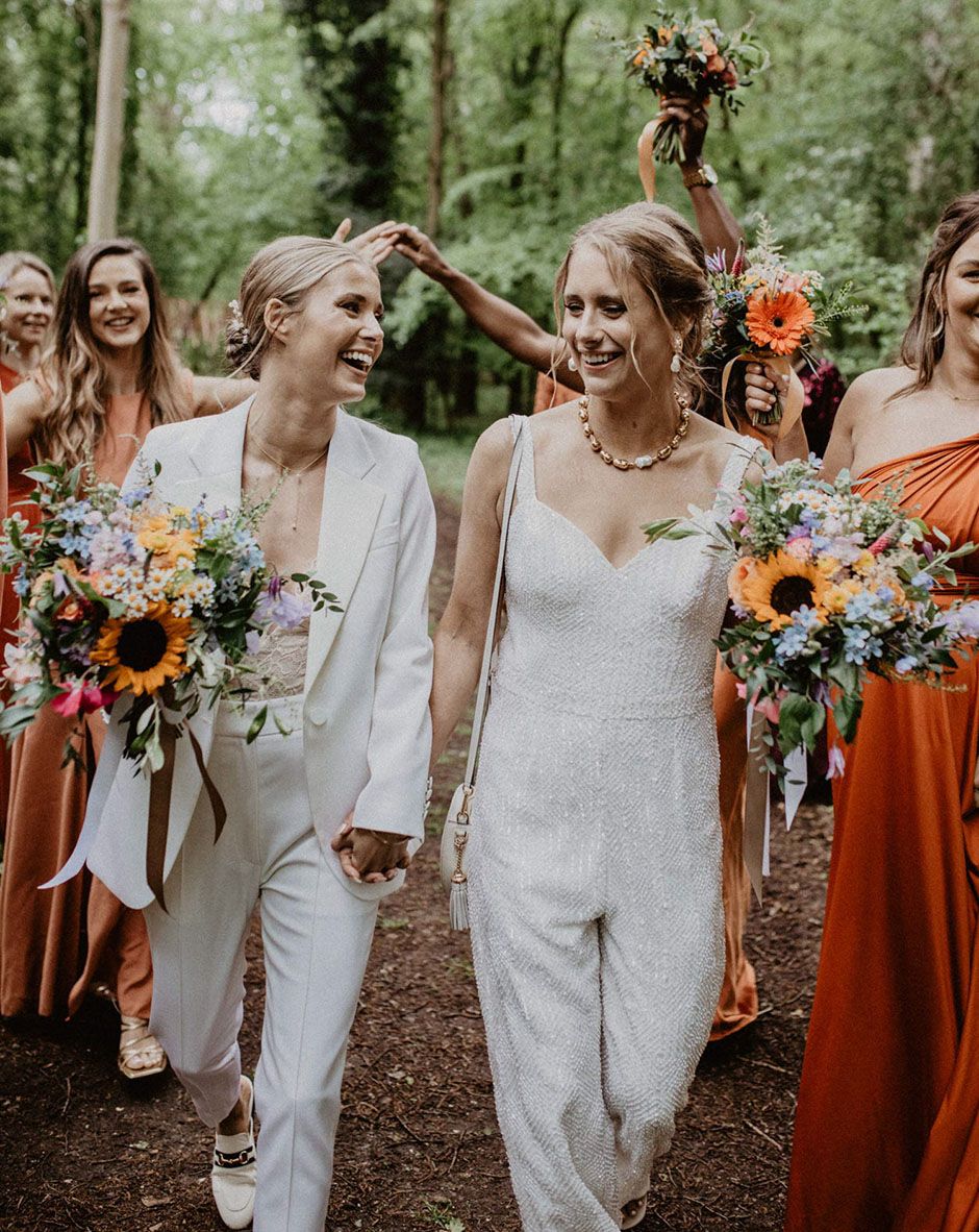 Tipi Wellington Wood Wedding With Burnt Orange Bridesmaid Dresses